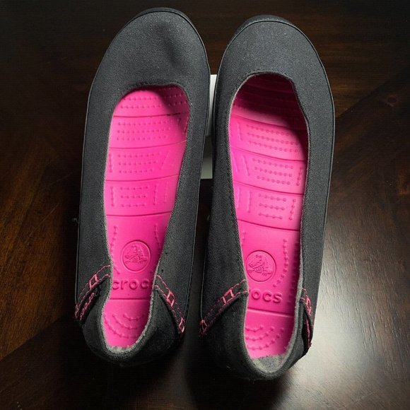 CROCS | Shoes | Crocs Stretch Sole Charcoal Canvas Slipon Flat Loafer ...